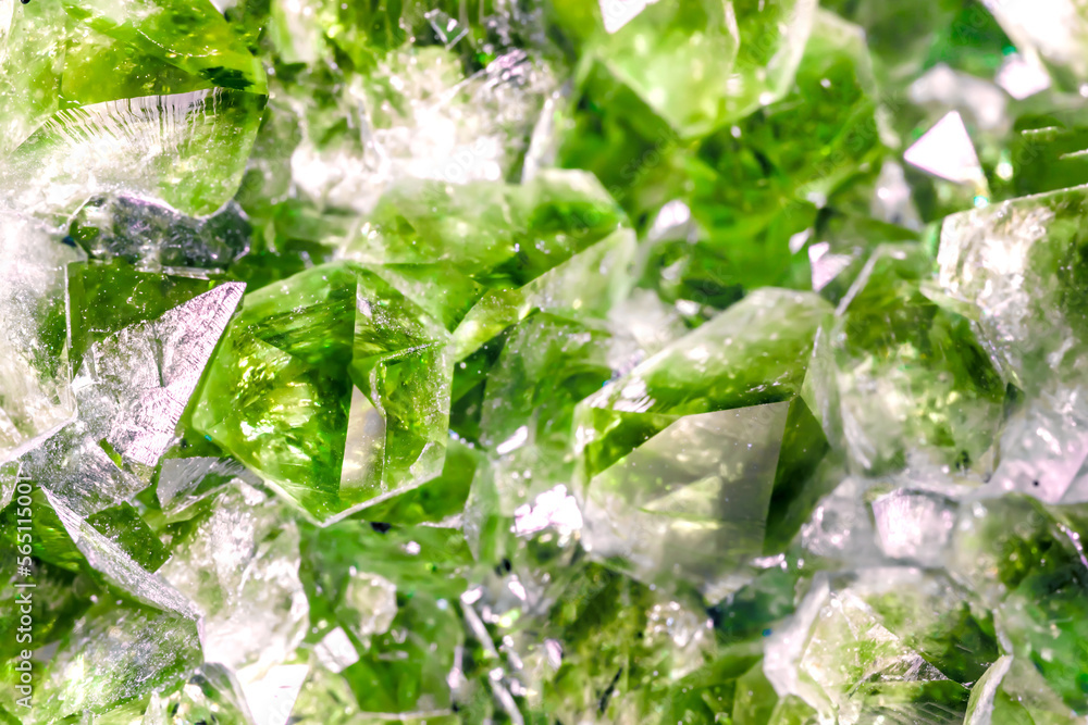 Green crystal mineral stone. Gems. Mineral crystals in the natural ...