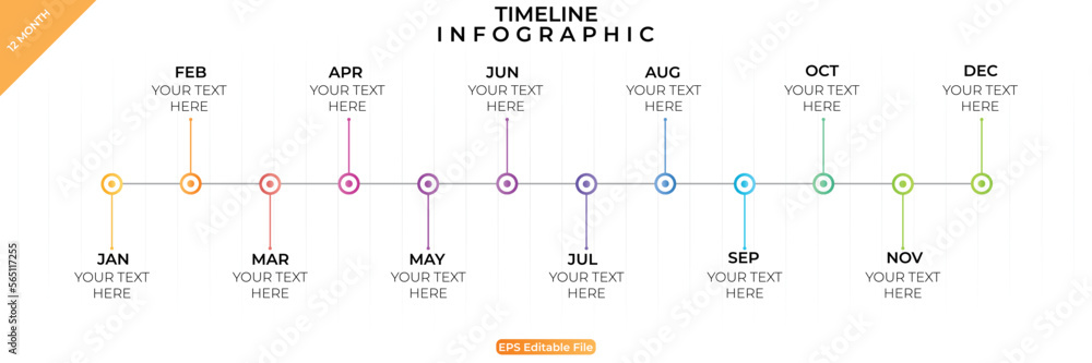 Timeline infographic. Business Infographic template. 12 Months Timeline ...