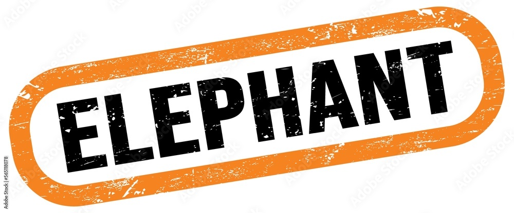 ELEPHANT, text written on orange-black stamp sign. Stock Illustration ...