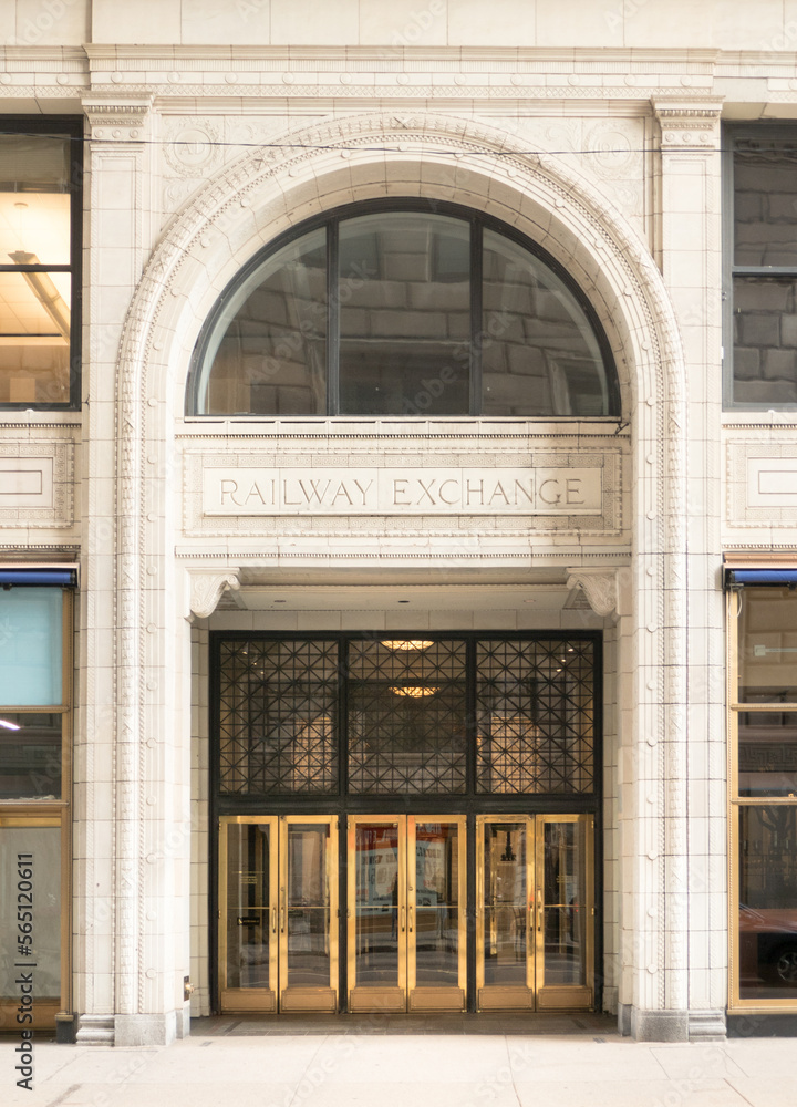 Marble entryway to the Railway Exchange Building, Michigan Avenue ...