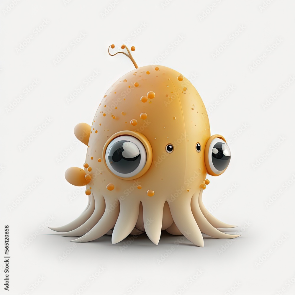 a yellow octopus with big eyes and a nose with googly eyes and a nose ...