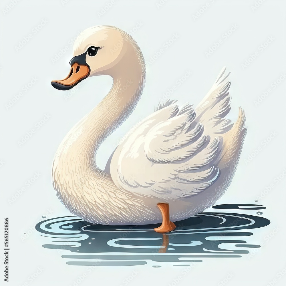a white swan floating on top of a body of water with its wings spread ...