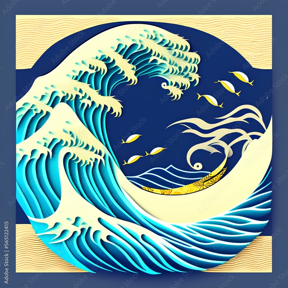 very abstract, vector art, underwater theme, sea animals and plants ...