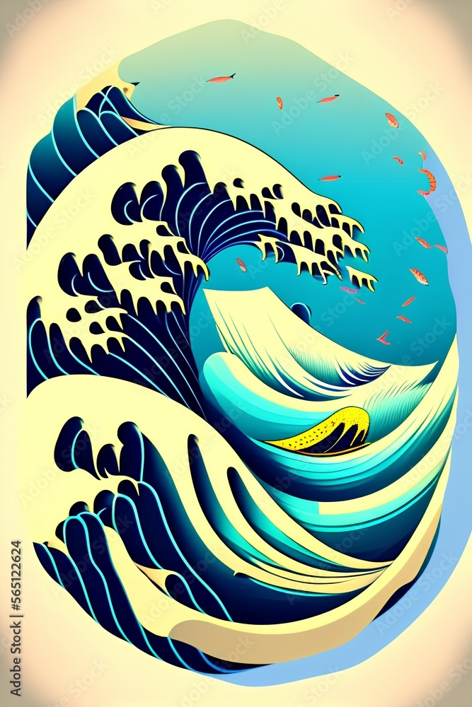 very abstract, vector art, underwater theme, sea animals and plants ...