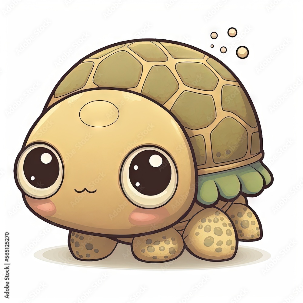 a cartoon turtle with big eyes and a sad look on its face, swimming in ...