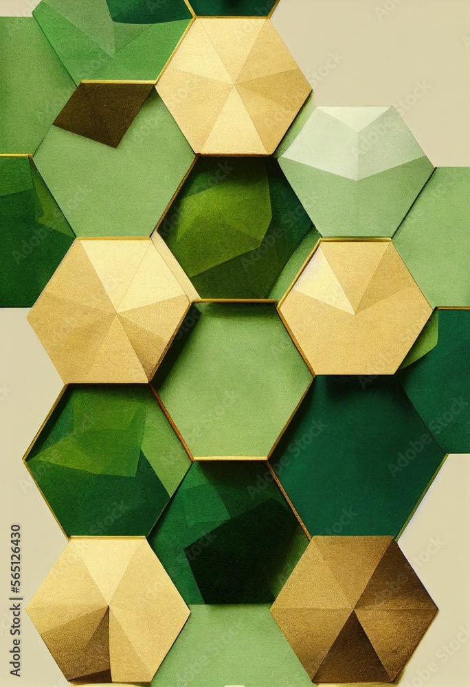 Hexagon Geometric tile pattern, AI assisted finalized in Photoshop by ...