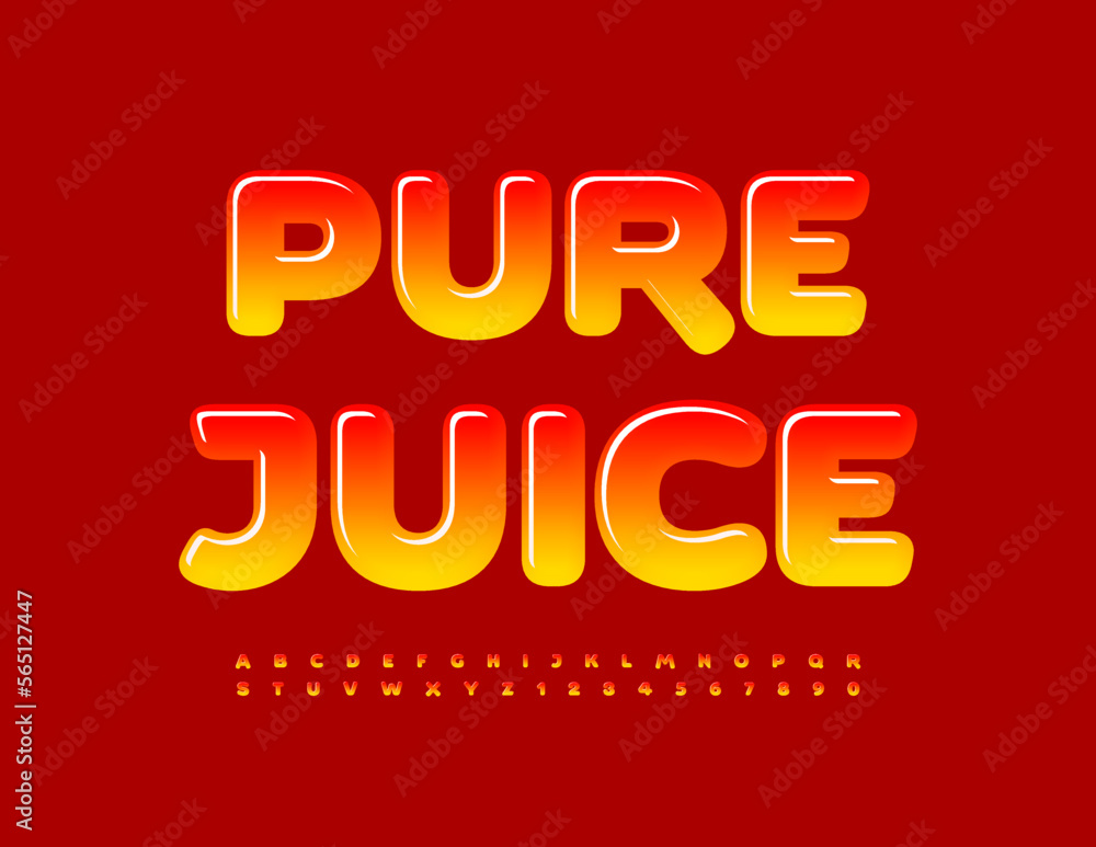 Vector advertising emblem Pure Juice. Modern Glossy Font. Creative ...