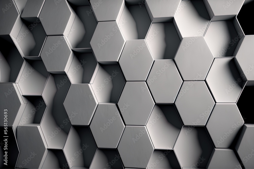 A retaining wall made of concrete tiles. Consisting of futuristic cubes ...