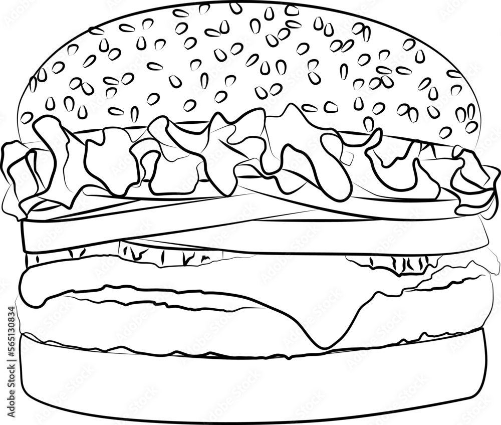 beef hamburger with burger patty, hamburger bun with sesame seeds ...