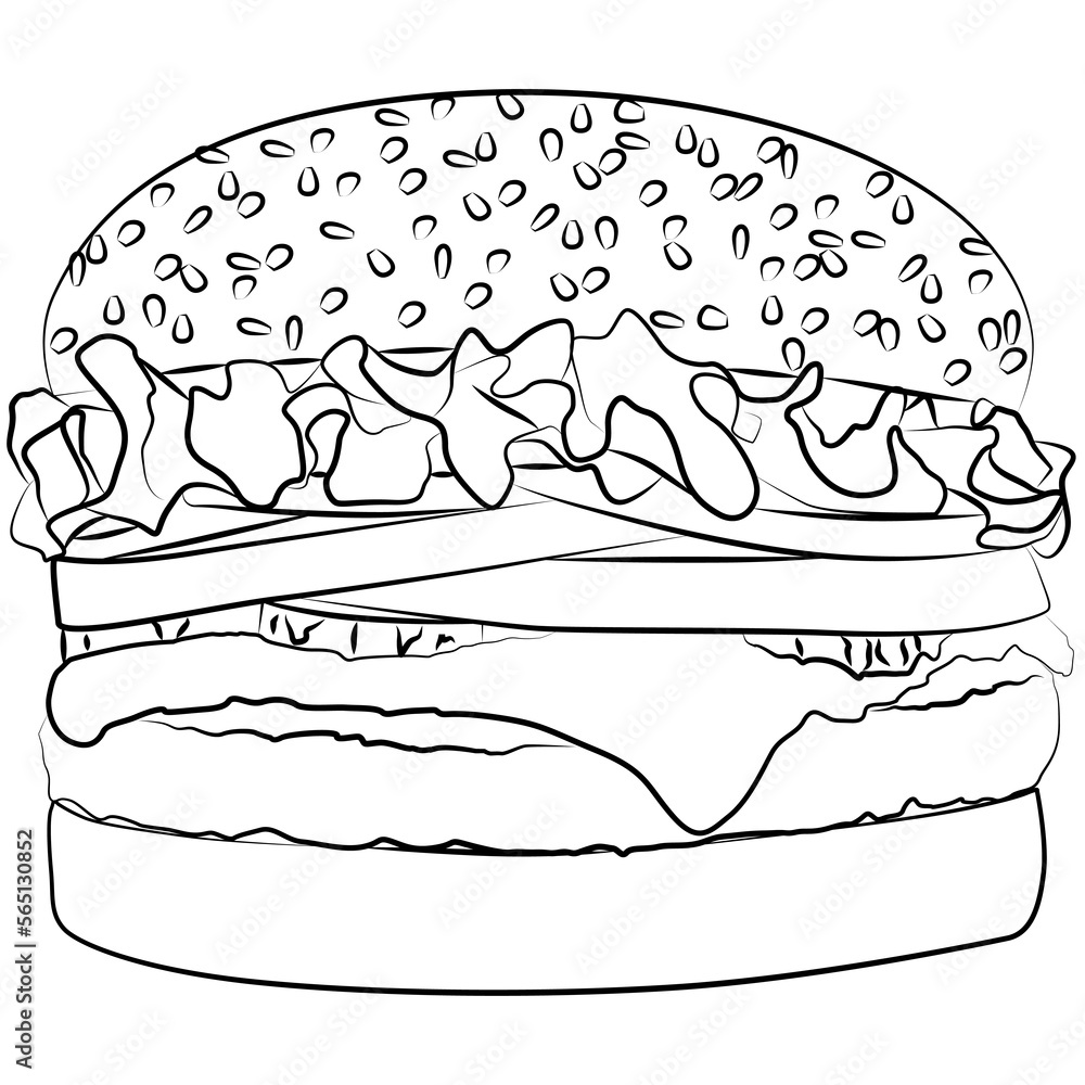 beef hamburger with burger patty, hamburger bun with sesame seeds ...