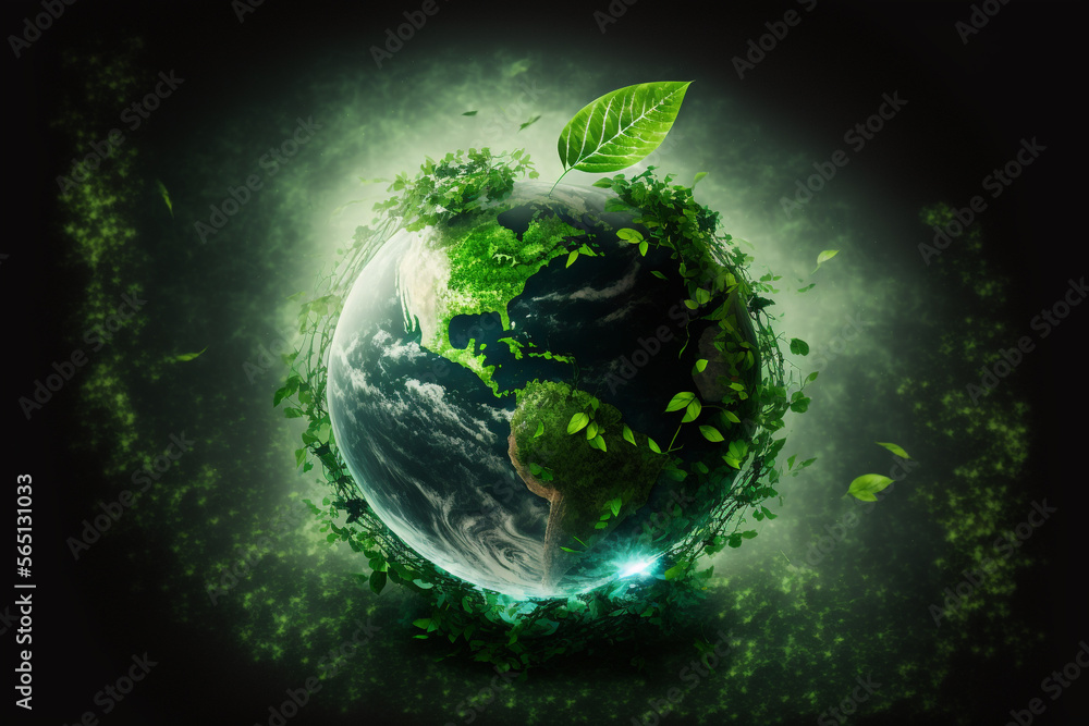 Illustration of a thriving planet Earth with a lot of greenery and ...