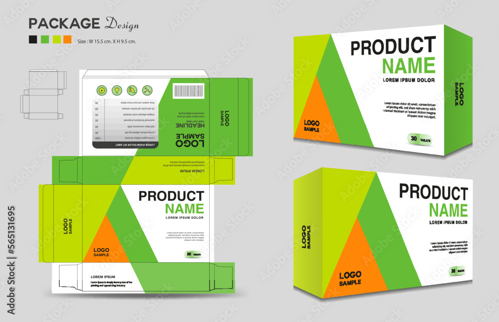 Supplements and Cosmetic box design, Package design template, box ...
