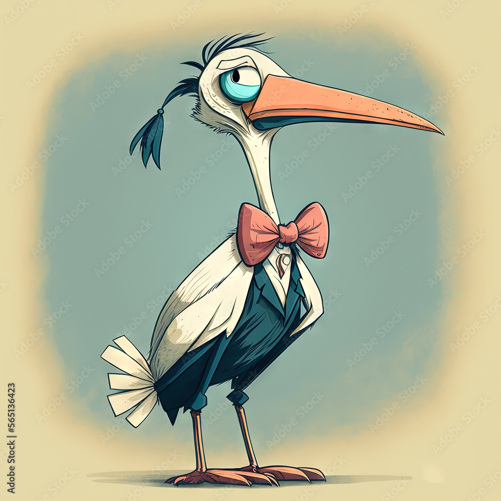 Ilustração do Stock: a cartoon bird with a bow tie and a blue eyes and ...
