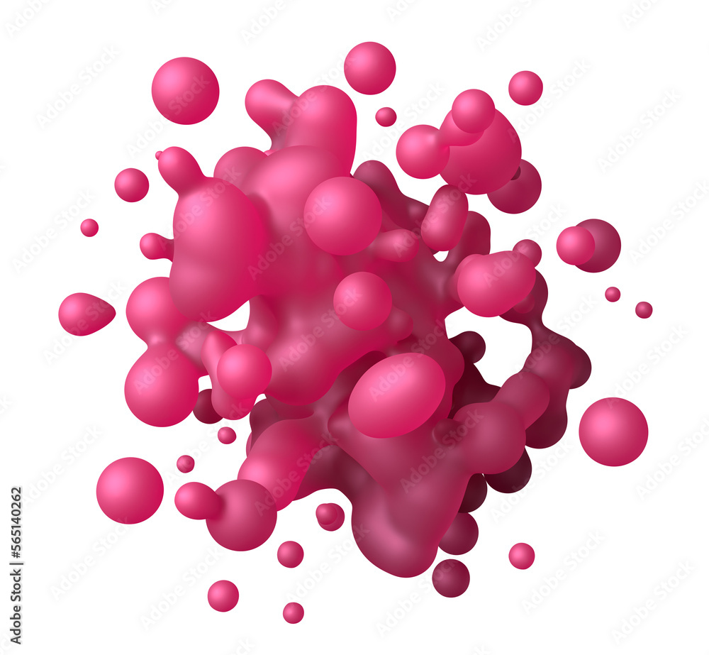 Pink liquid splash, 3d render Stock Illustration | Adobe Stock