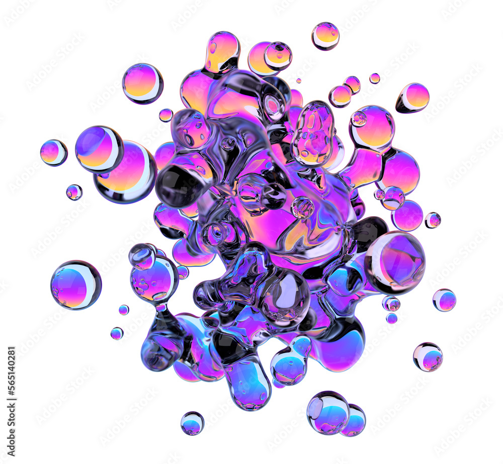 Colorful liquid splash, 3d render Stock Illustration | Adobe Stock