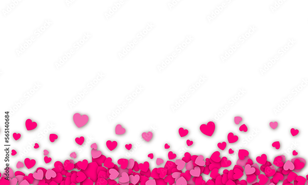 Valentines day background design with pink heart stickers scattered on ...
