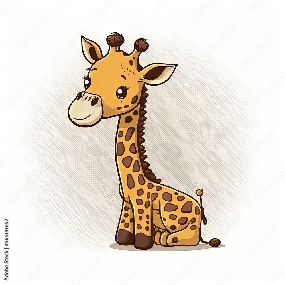a cartoon giraffe sitting down with a sad look on its face and eyes ...