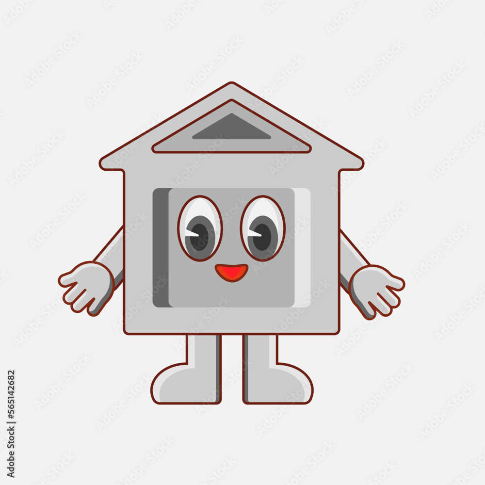 Cartoon happy bank building vector illustration isolated on a white ...