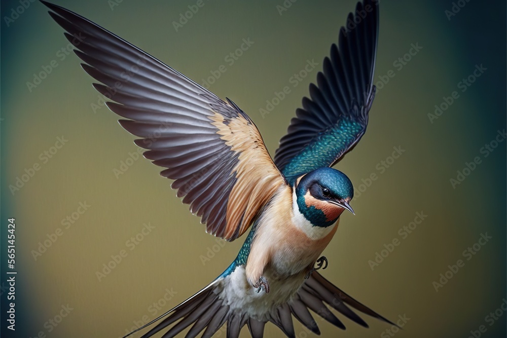 a colorful bird with wings spread out in the air with its wings spread ...
