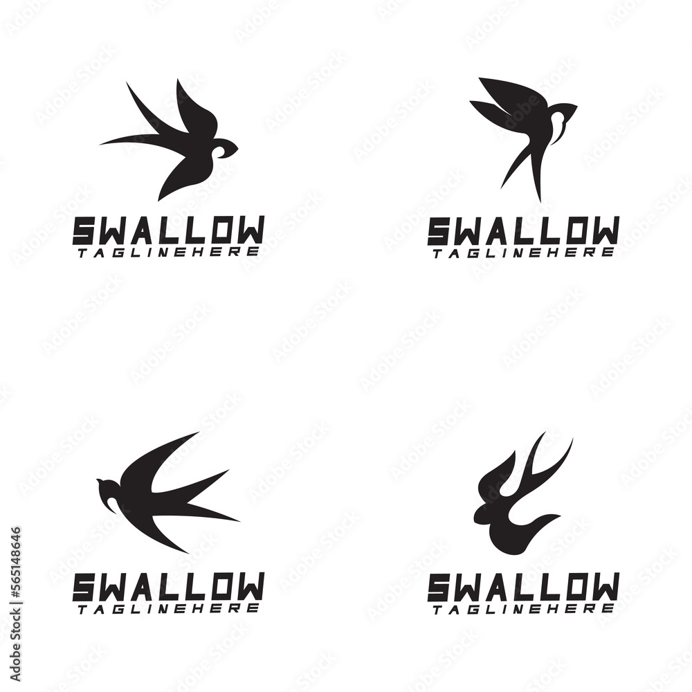 Swallow logo. silhouette swallow flying logo vector isolated white ...