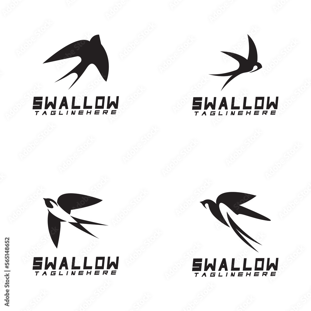 Swallow logo. silhouette swallow flying logo vector isolated white ...