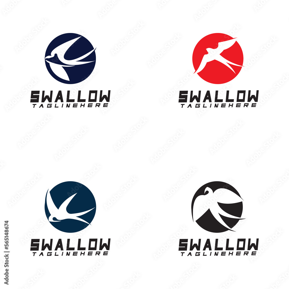 Swallow logo. silhouette swallow flying logo vector isolated white ...