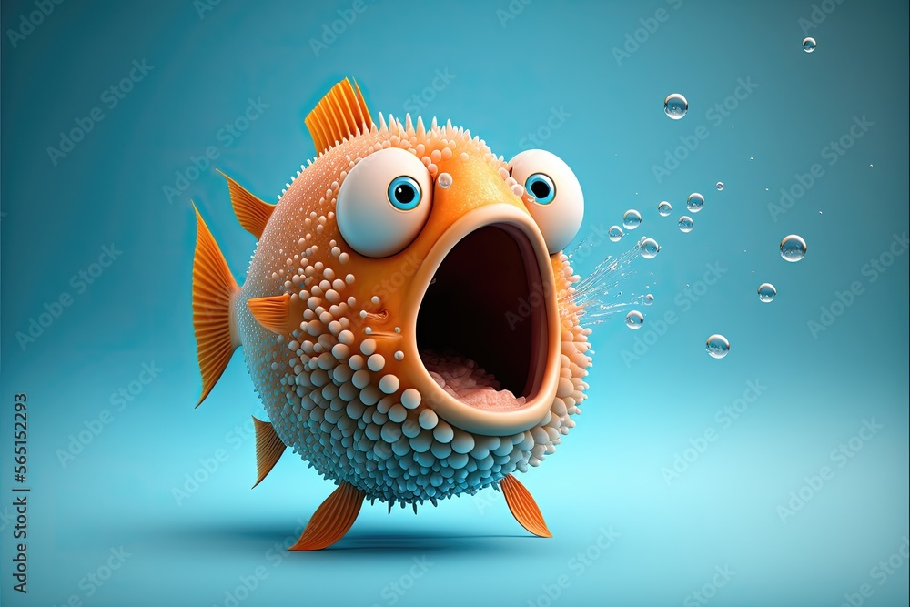 Cute 3D Cartoon fish character. Generative AI Stock Illustration ...