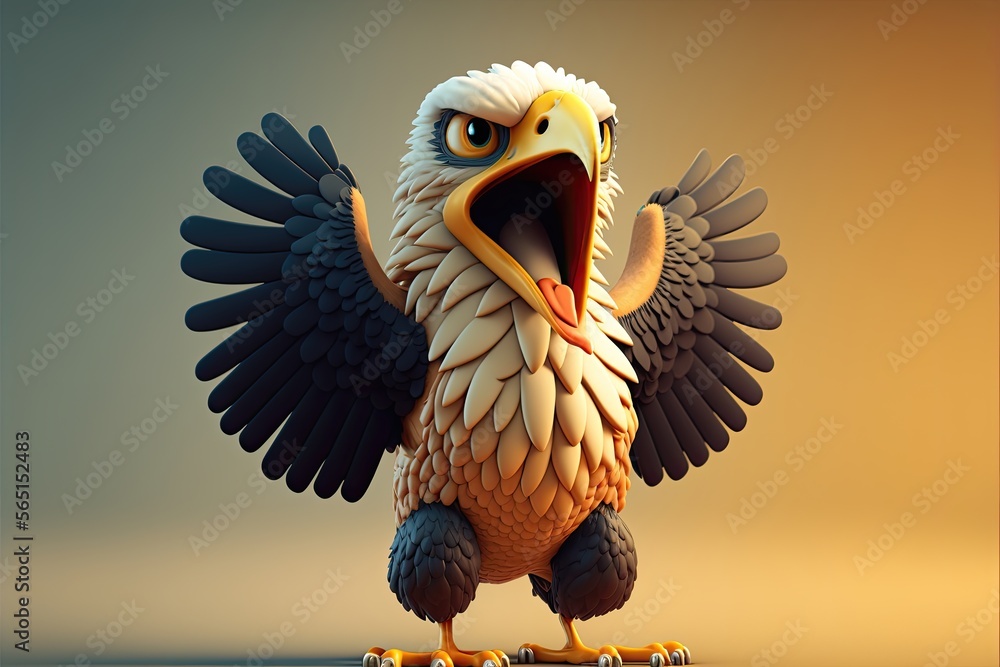Cute 3D Cartoon eagle character. Generative AI Stock Illustration | Adobe Stock