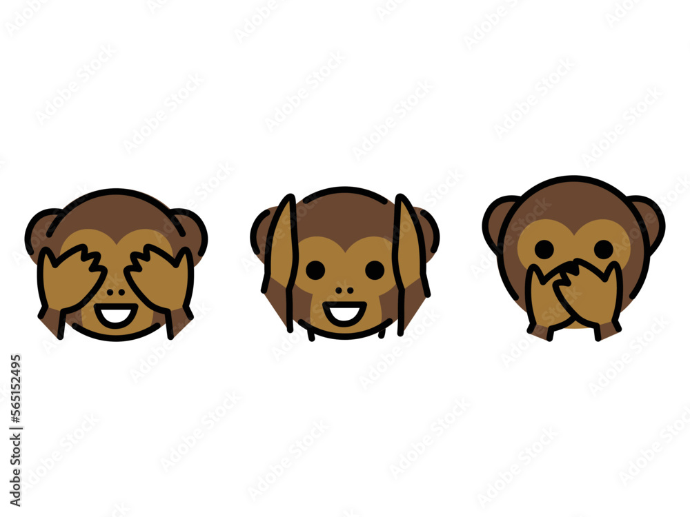 Gandhi's three monkey emoji vector set design. Isolated See-No-Evil ... Gandhi's three monkey emoji vector set design. Isolated See-No-Evil ...