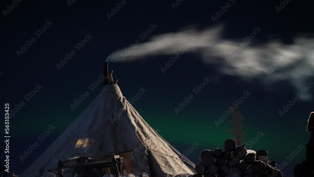 Arctic indigenous peoples, Nenets housing, conical yurt made of a ...