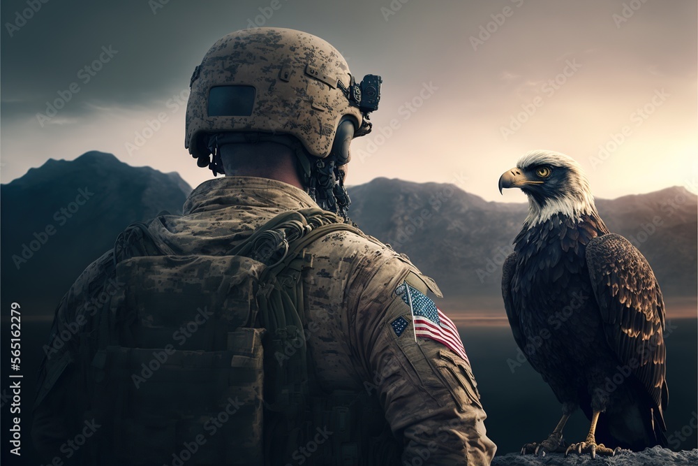 bald eagle and american military Symbol USA war power Generative AI ...