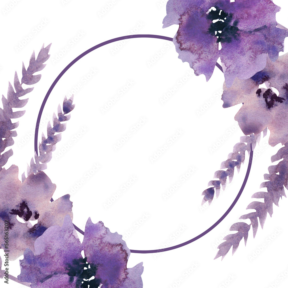 Watercolor purple flowers clipart. Floral clip art. Handmade ...