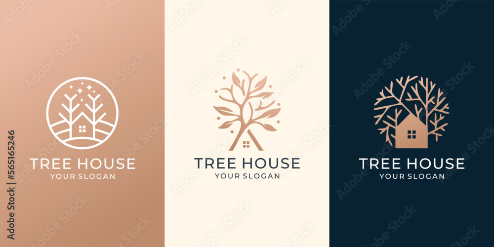 set of tree house logo icon template. Tree House business vector, Brand ...