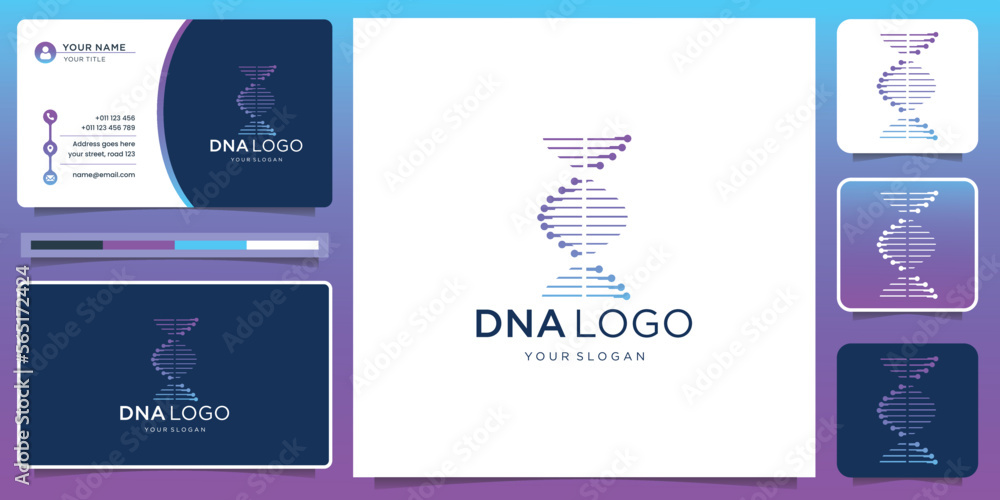 Vector DNA logo. genetic science symbols helix biotech design with ...