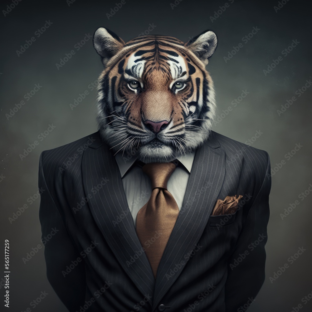 Portrait of a Tiger dressed in a formal business suit, generative ai ...