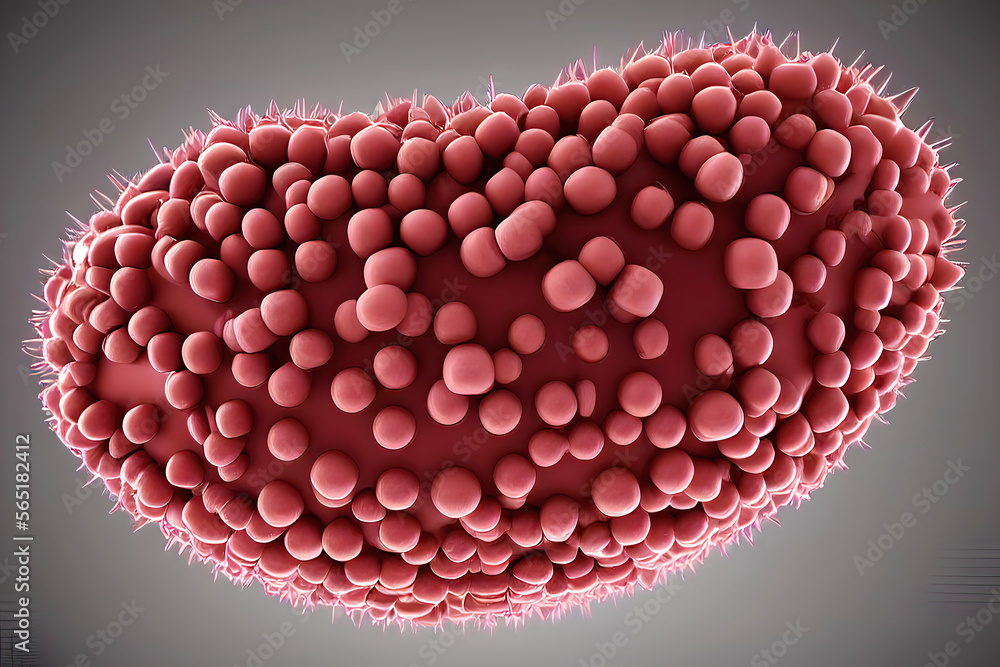 Microscopic clinical biology images of spikey and infected nucleus cell ...