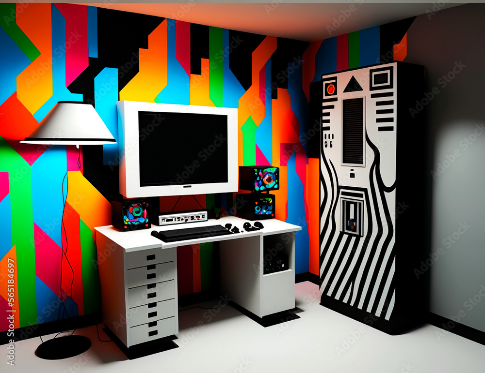 video game room with big speakers, computer and video game console ...