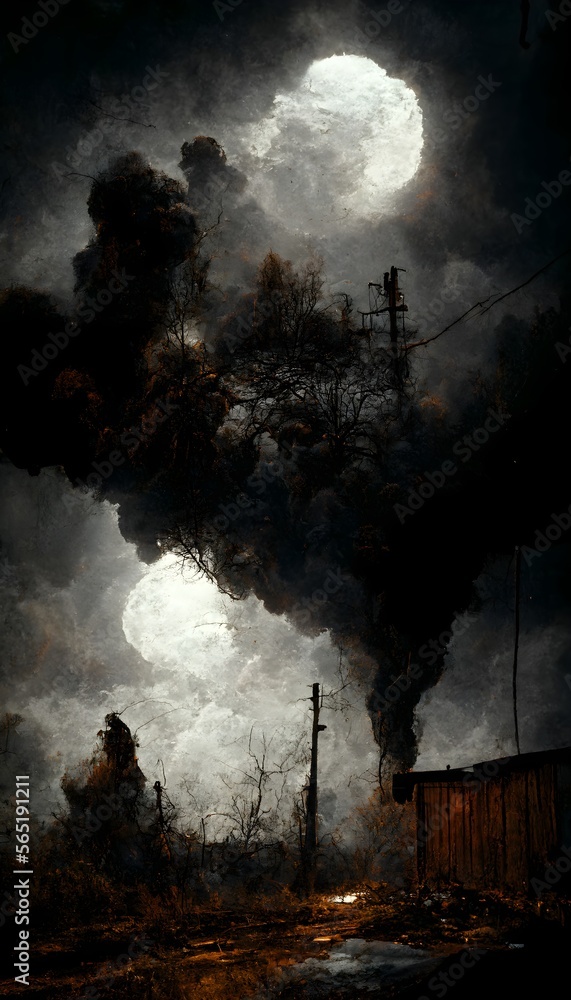 ภาพประกอบสต็อก western zombie outlaw under moonlight Farshot uplight ...