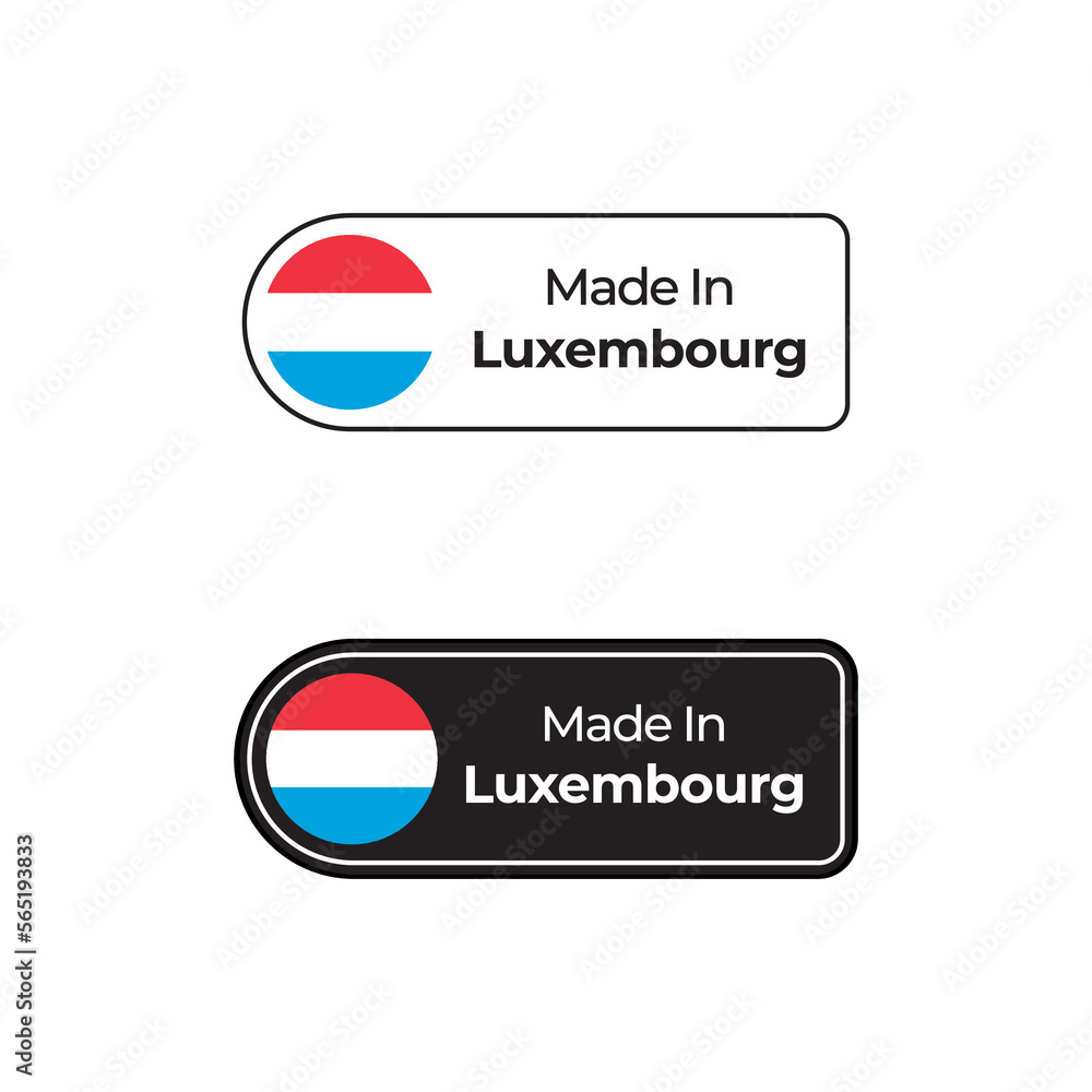 Made in Luxembourg labels design set with flag and text in two different styles Stock Vector ...