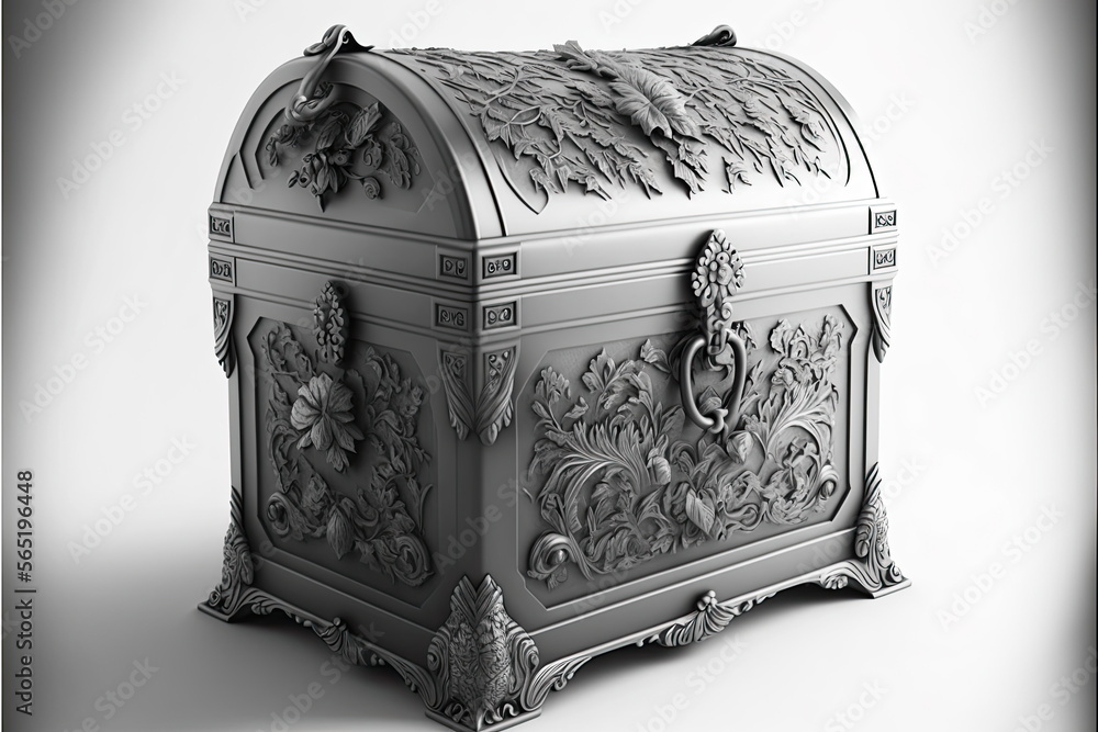 wooden chest on white background, Made by AI,Artificial intelligence ...