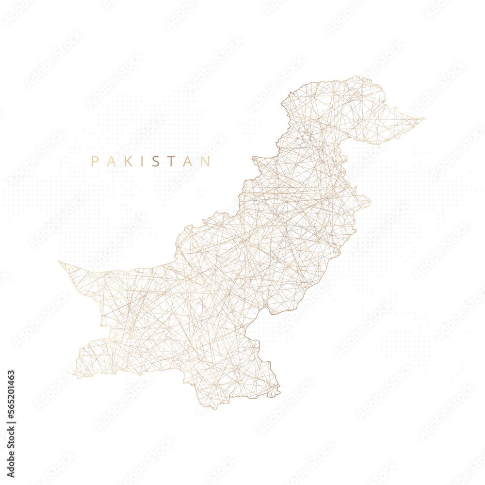 Low poly map of Pakistan. Gold polygonal wireframe. Glittering vector ...
