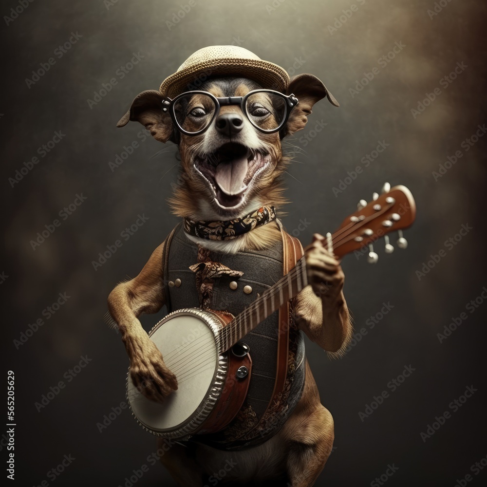 Dog With a Banjo - AI Generated Stock Illustration | Adobe Stock