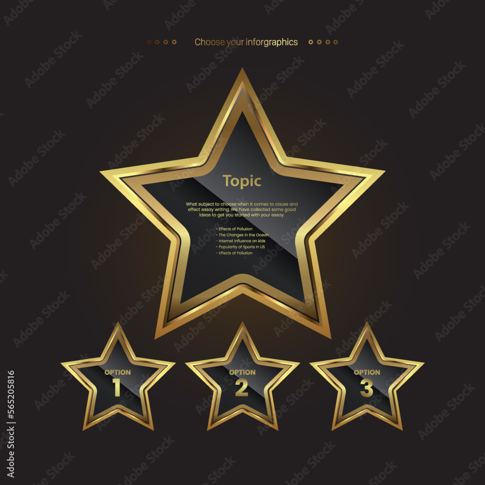 Top level prize gold infographic, with three options of gold premium ...