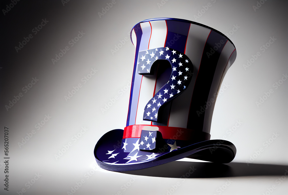 Uncle Sam style top hat with question mark, generative ai Stock ...