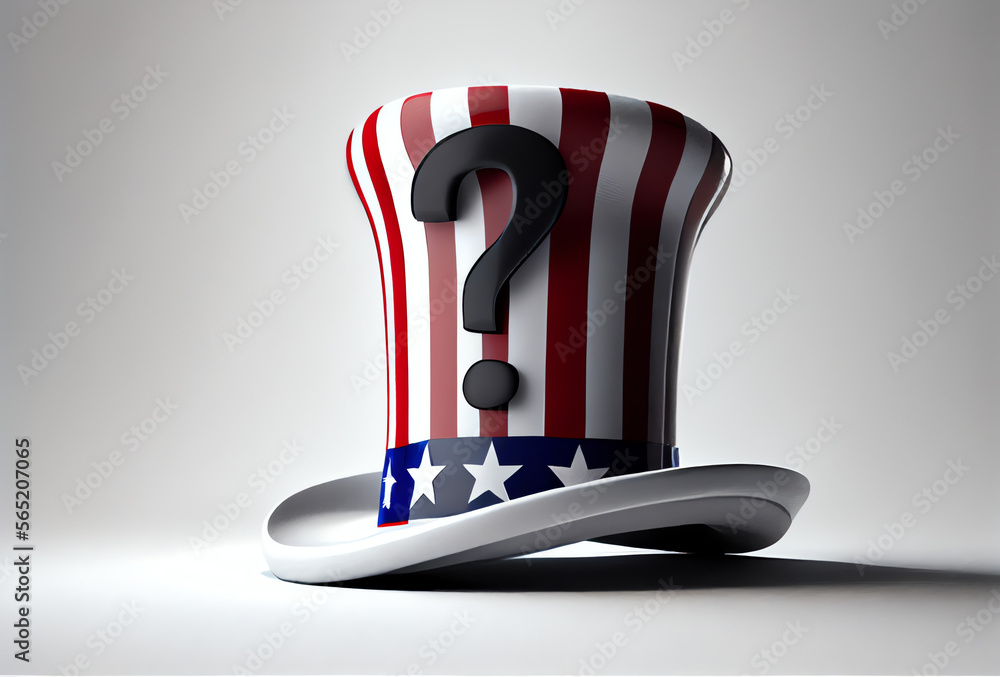 Uncle Sam style top hat with question mark, generative ai Stock ...