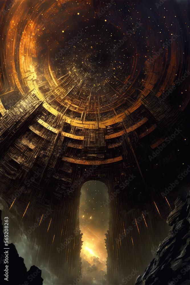 Generative AI Fantasy sci-fi circular space citadel architecture from a ...