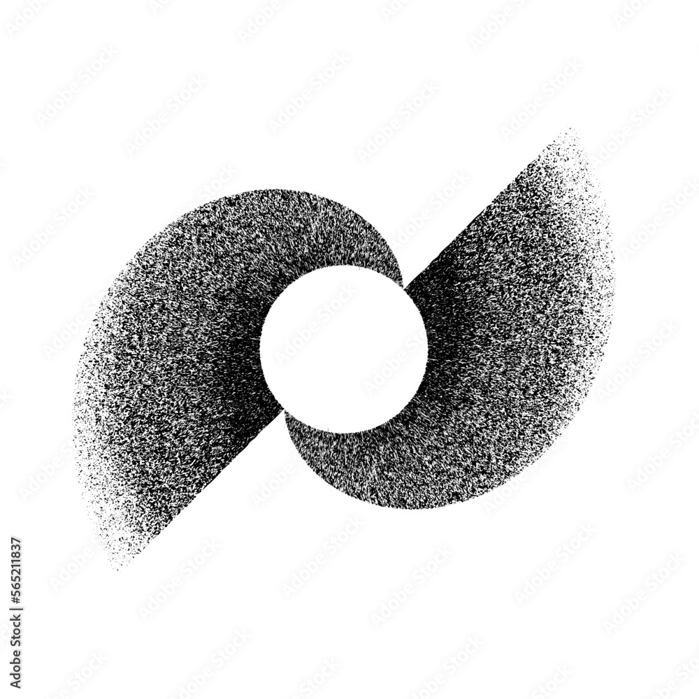 Abstract sprayed black line in round form. Grunge texture. Grainy ...