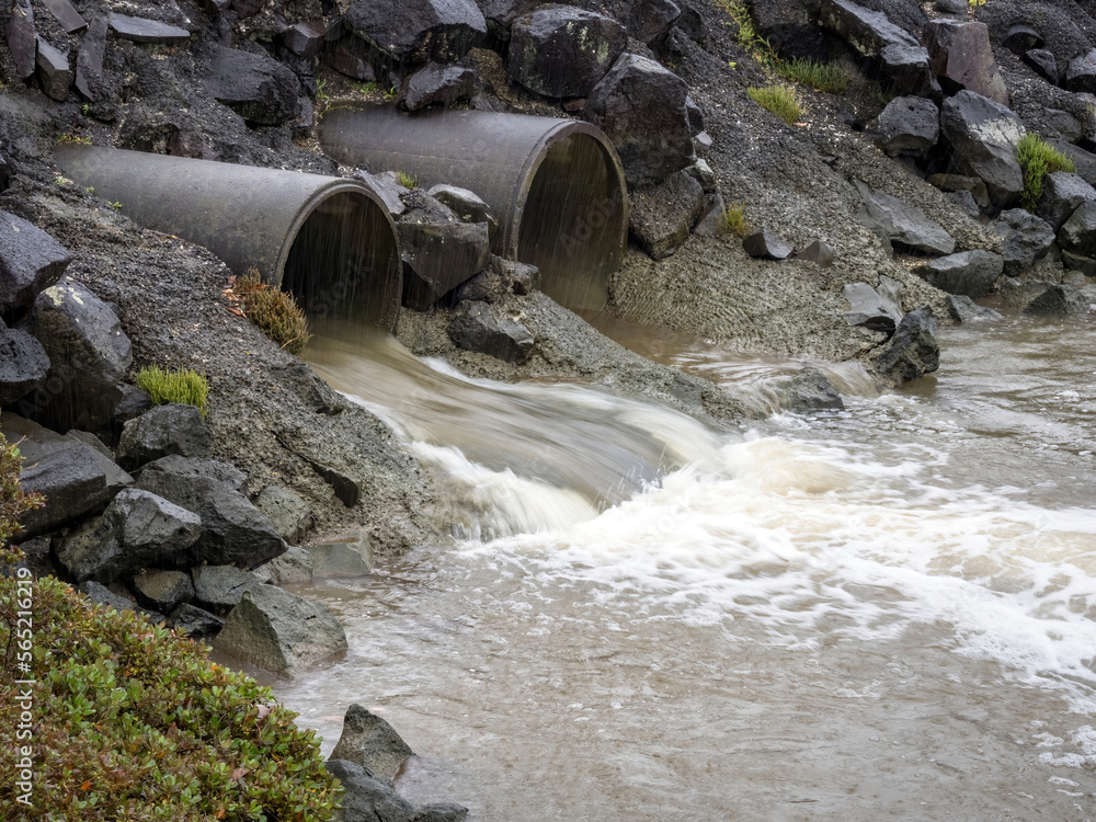 View of two concrete stormwater pipes Stock Photo | Adobe Stock