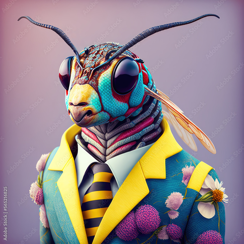 Surreal Fashion Portrait of Wasp. Created with Generative AI Technology ...