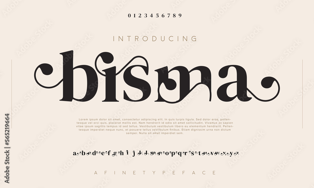 Swash bisma vintage creative alphabet. Luxury serif font typeface Stock ...